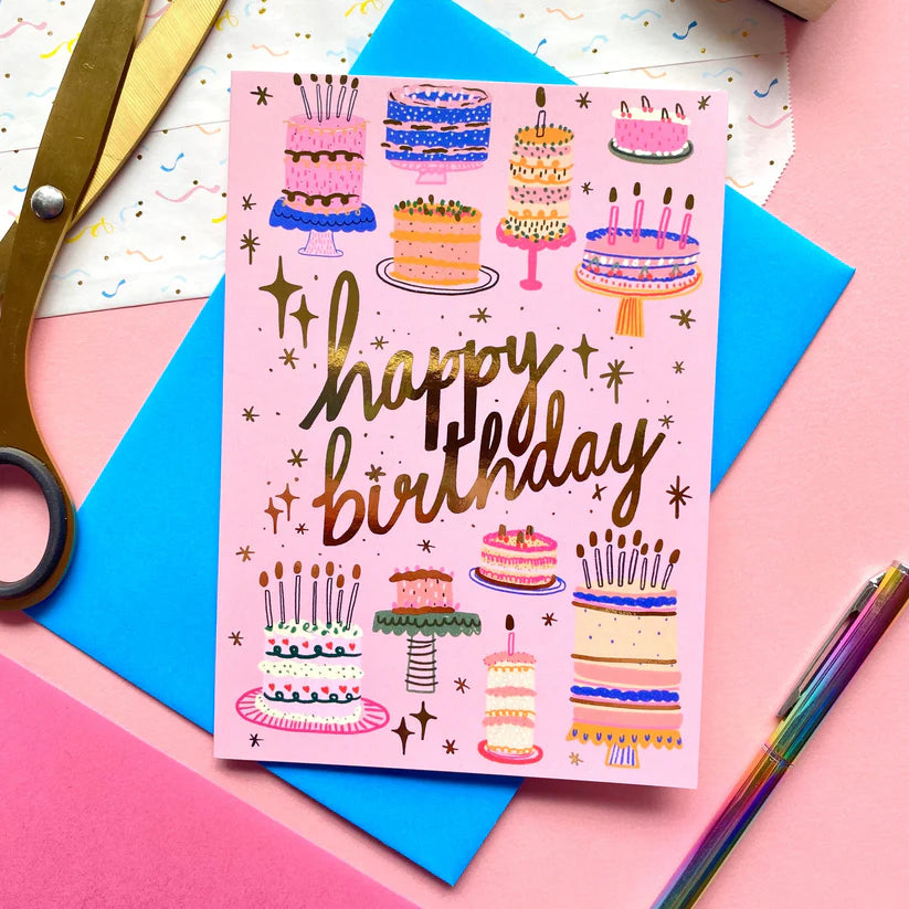 Happy Birthday Cakes Card | Kerrie Illustrates – Born & Bred