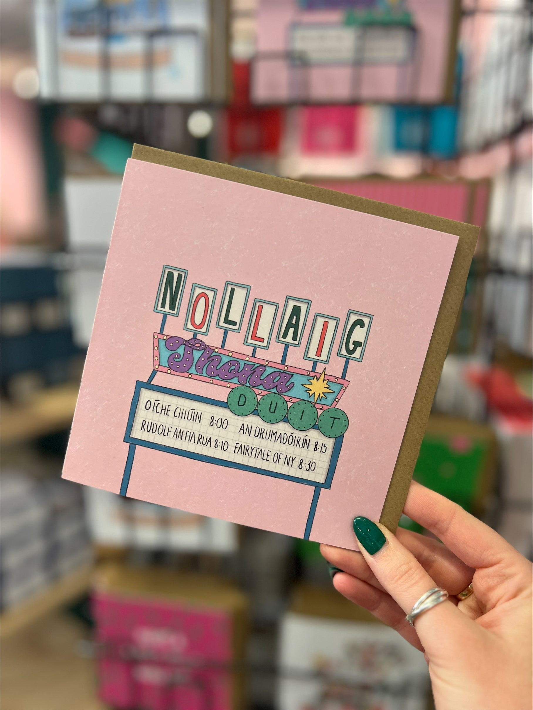 Nollaig Shona Retro Sign Card | Connect The Dots Design – Born & Bred